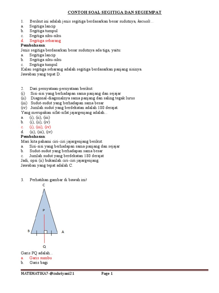 Contoh Soal Segitiga Dan Segiempat | PDF