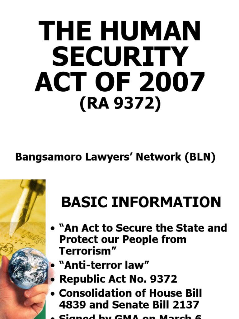 The Human Security ACT OF 2007: Bangsamoro Lawyers' Network (BLN) | PDF | Violence | Bail