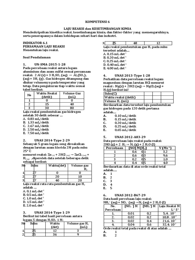Kompetensi 6 Laju Reaksi Dan Kesetimbangan | PDF | Sains & Matematika