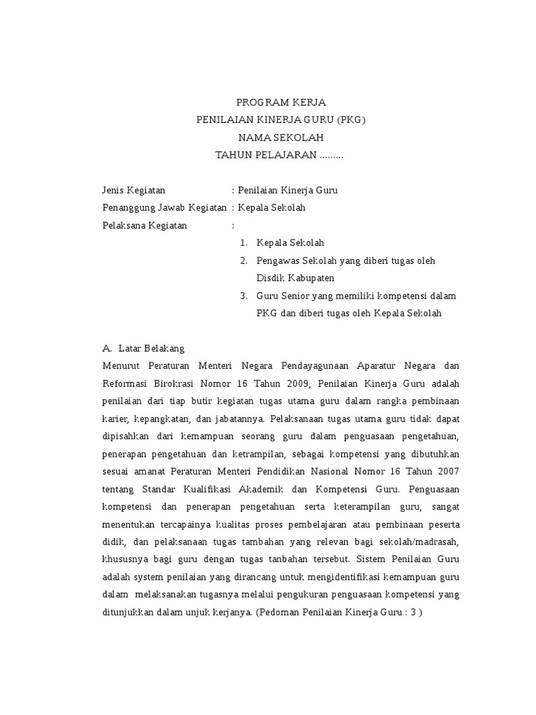 Program Kerja PKG | PDF