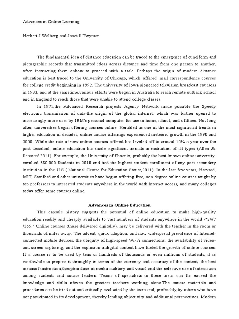 Advances in Online Learning | PDF | Educational Technology | Massive ...