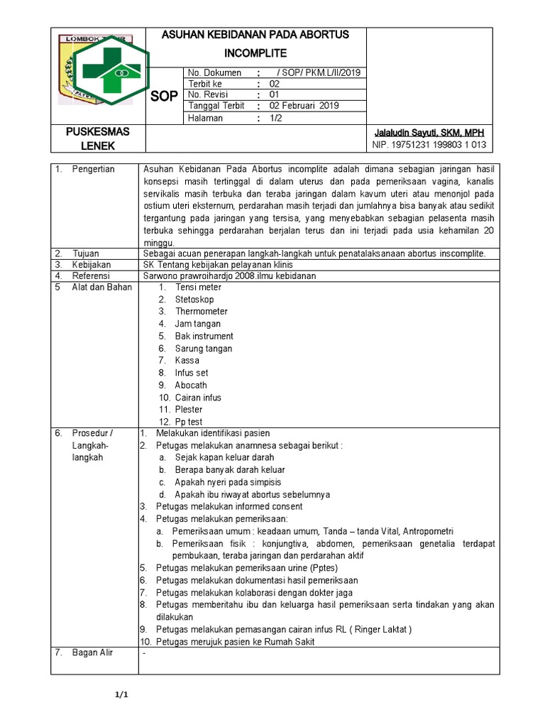 Sop Askeb Pada Abortus Insipiens | PDF
