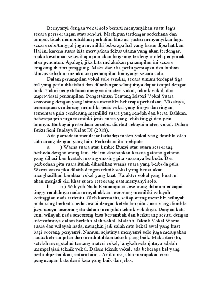 Bernyanyi Solo Vokal | PDF