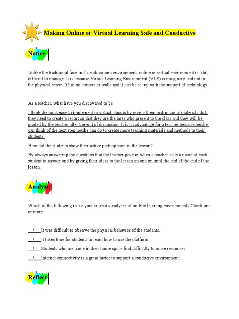 Making Online or Virtual Learning Safe and Conductive Notice | PDF ...