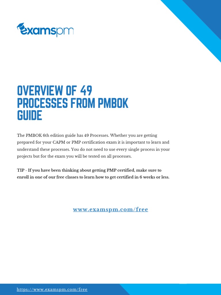Overview of PMBOK 49 Processes | PDF | Risk | Risk Management