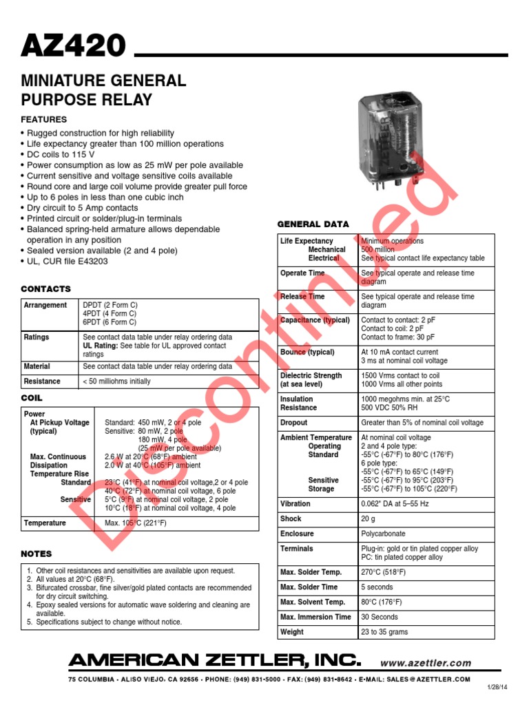 Az 420 | PDF | Relay | Electrical Connector