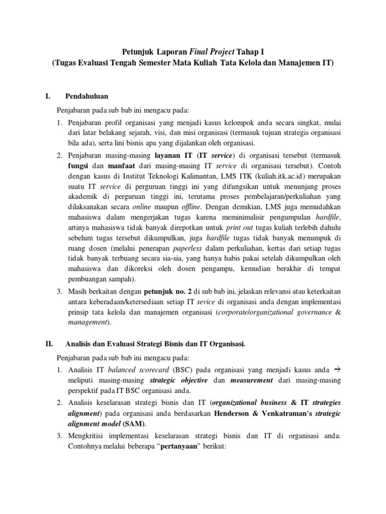 Petunjuk Laporan Final Project Tahap I | PDF