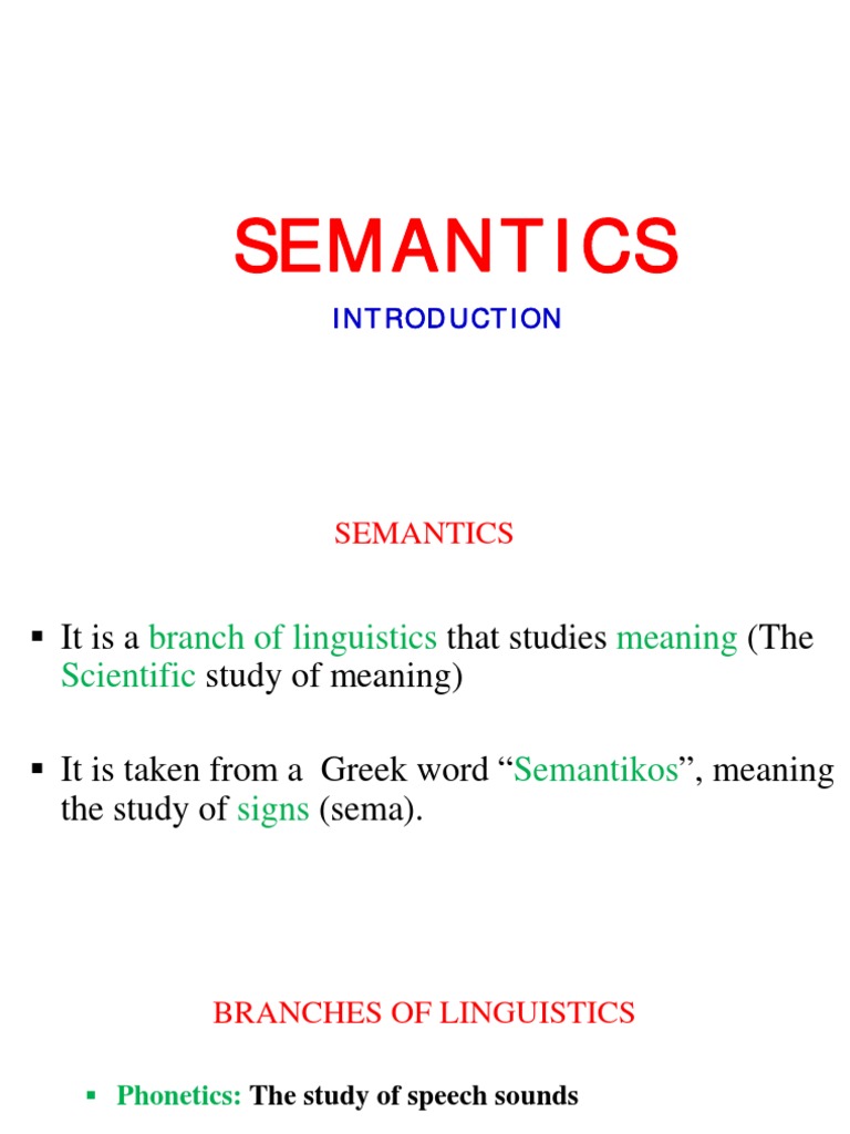 Semantics | PDF | Interpretation (Philosophy) | Linguistics