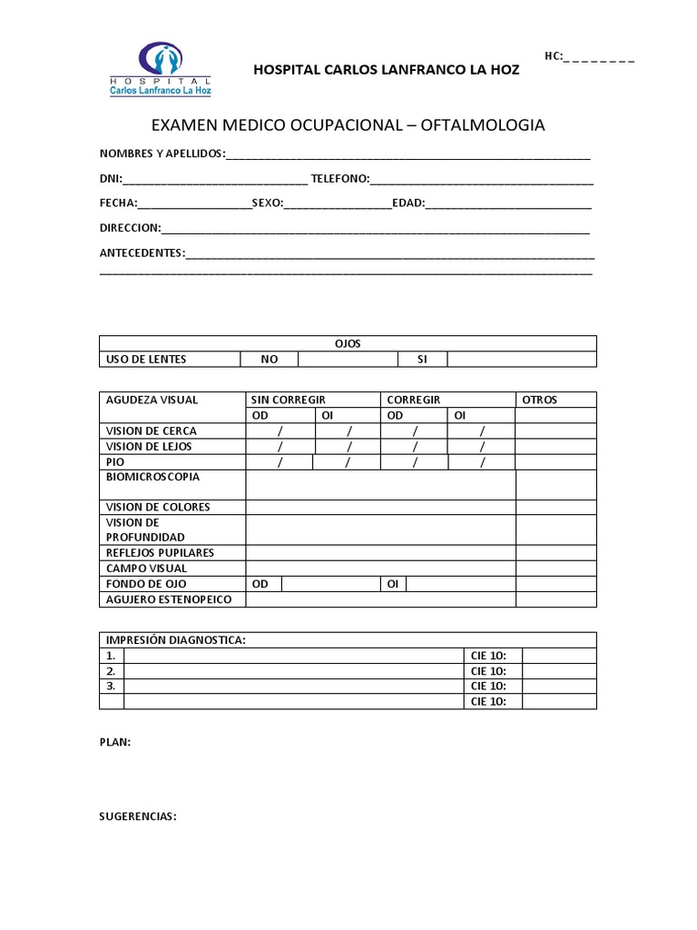 Ficha Oftalmologica S.O. | PDF