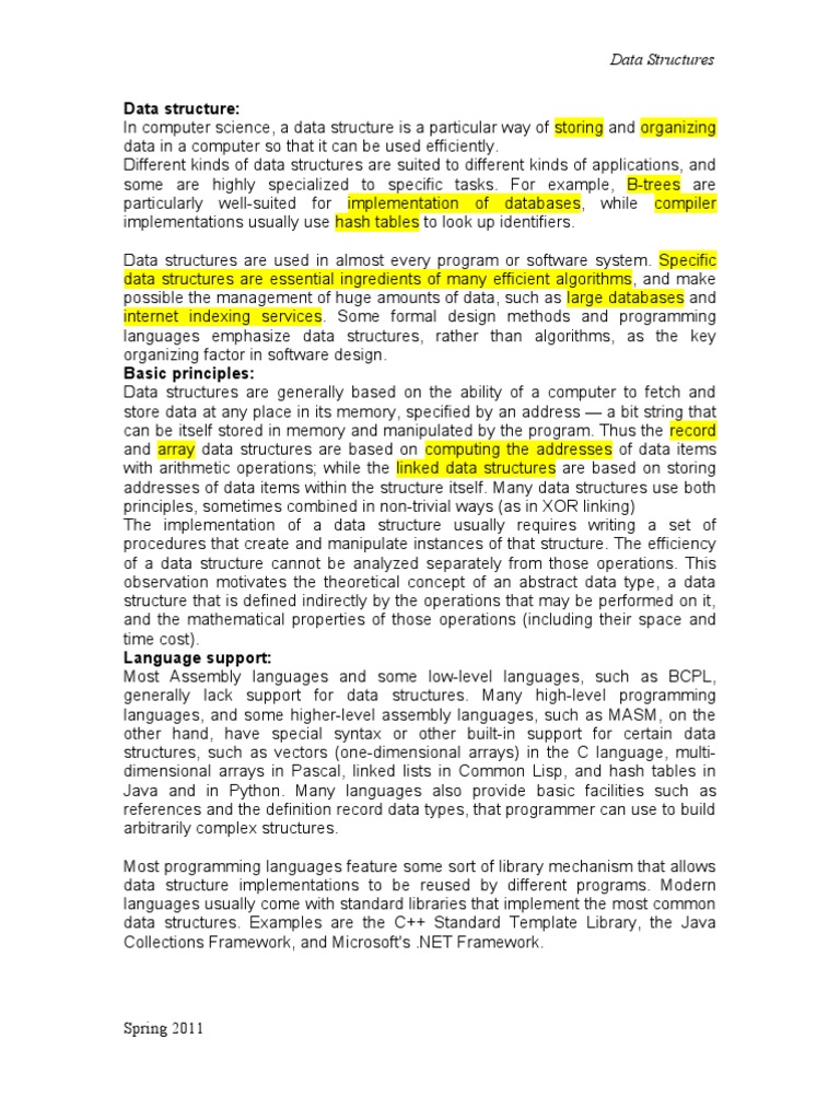 Intro Data Structure Pdf Data Structure Programming Language