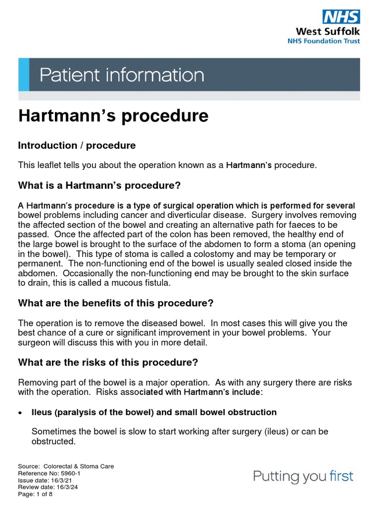 Hartmann's Procedure | PDF | Surgery | Wound