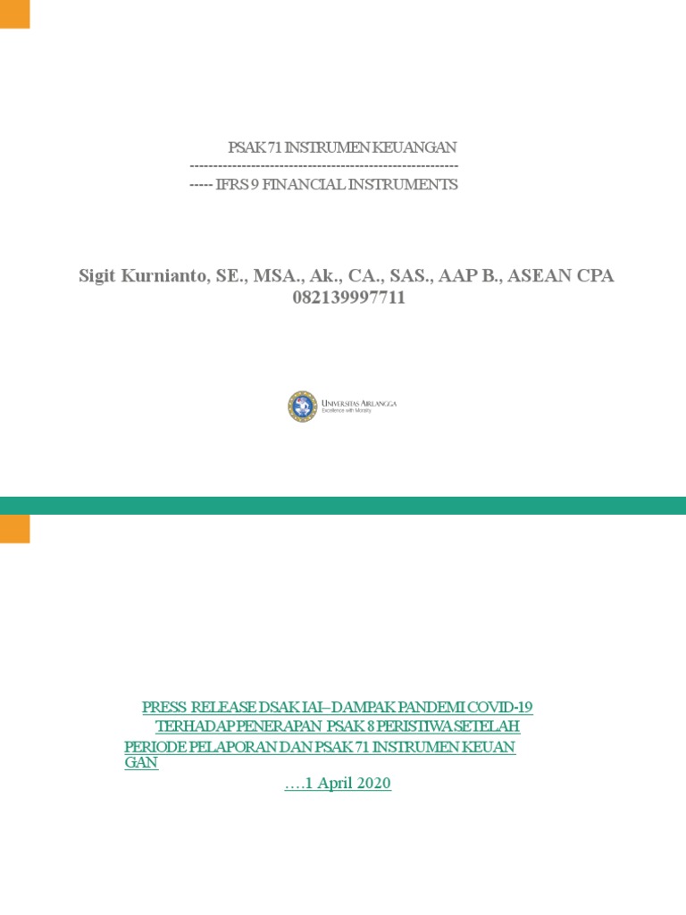 PSAK 71: Instrumen Keuangan dan IFRS 9 | PDF | Business | Corporate ...
