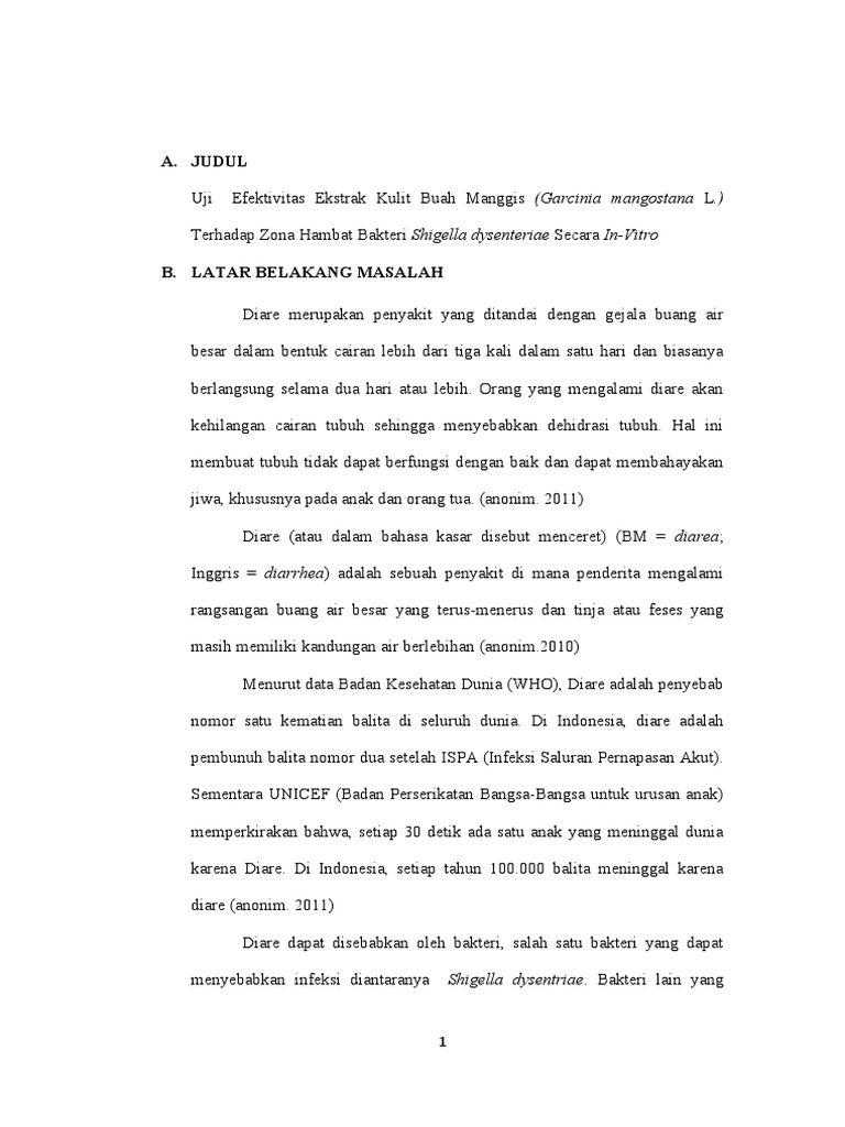 Efektivitas Ekstrak Kulit Manggis terhadap Shigella | PDF | Sains ...