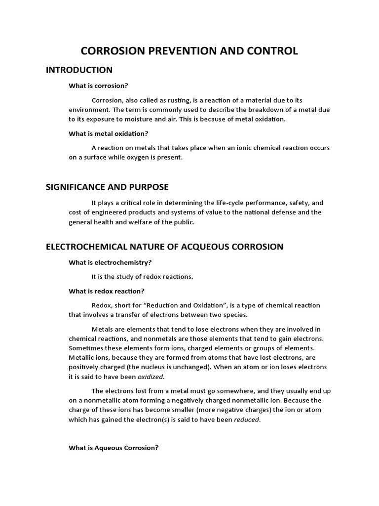 Corrosion Prevention and Control | PDF | Corrosion | Redox