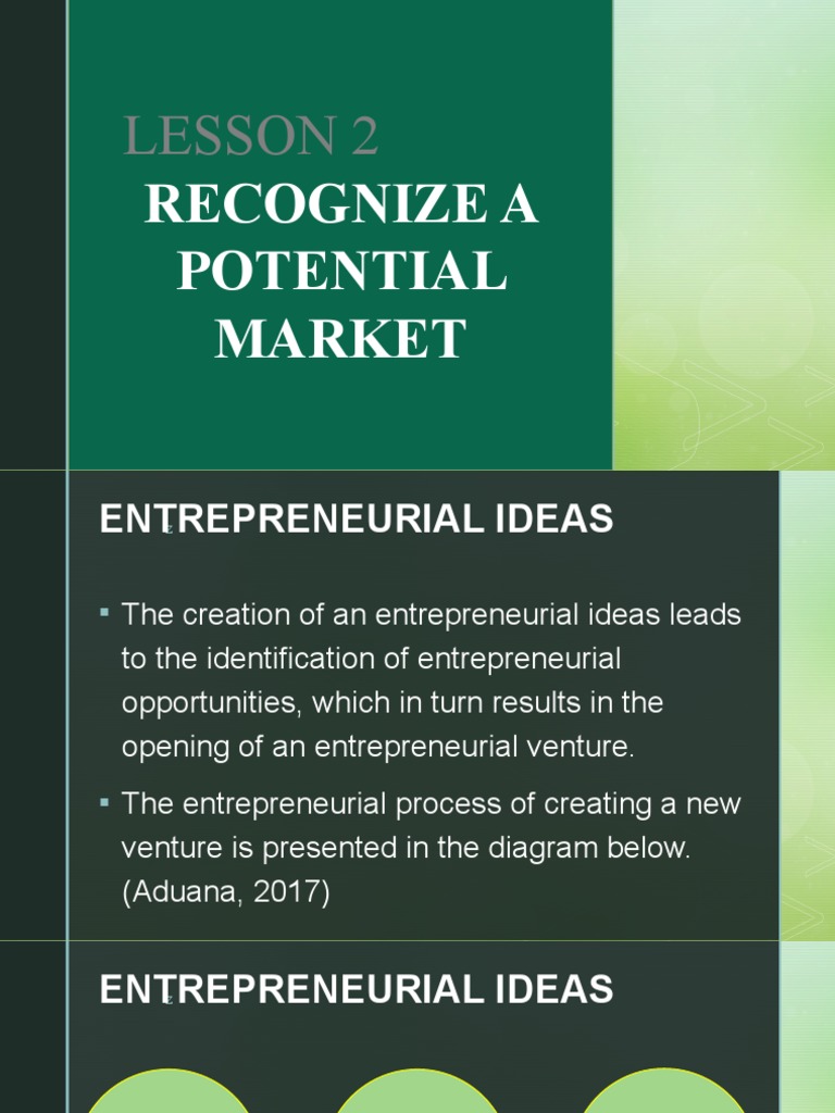 Lesson 2 - Recognize A Potential Market | Download Free PDF ...