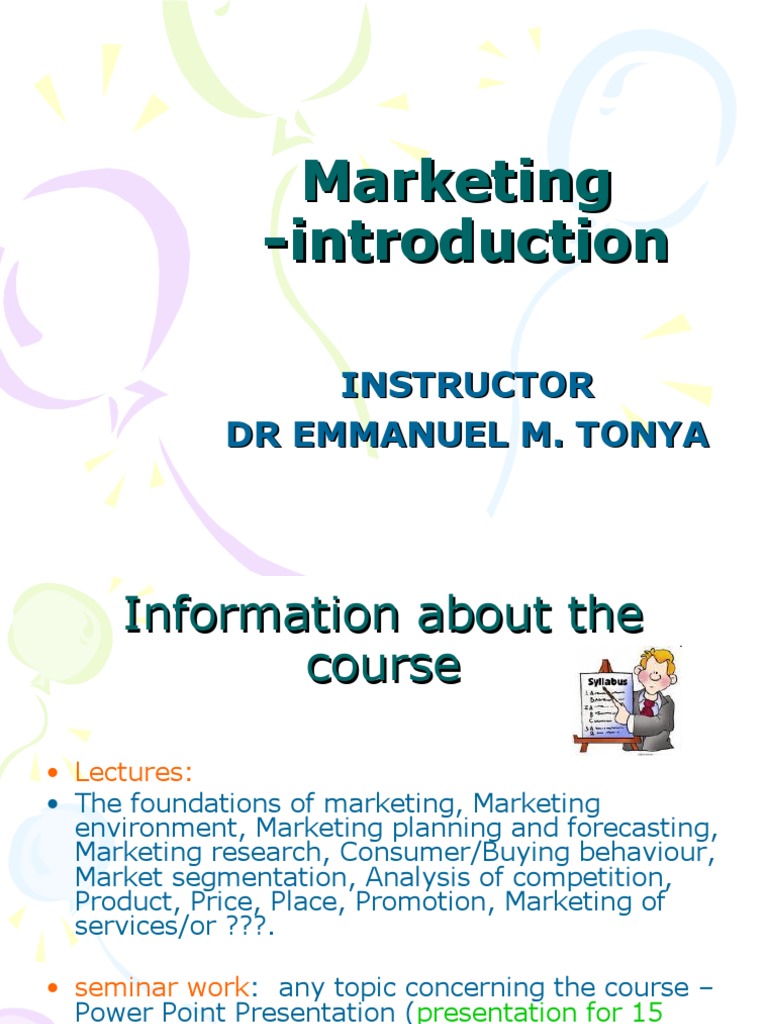 Marketing - Introduction.1.lecture | PDF | Marketing | Sales