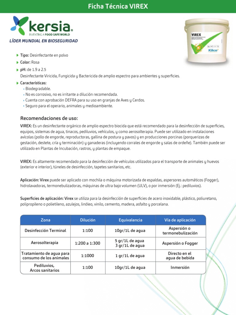 Ficha Tecnica Virex | PDF | Agua | Quemar