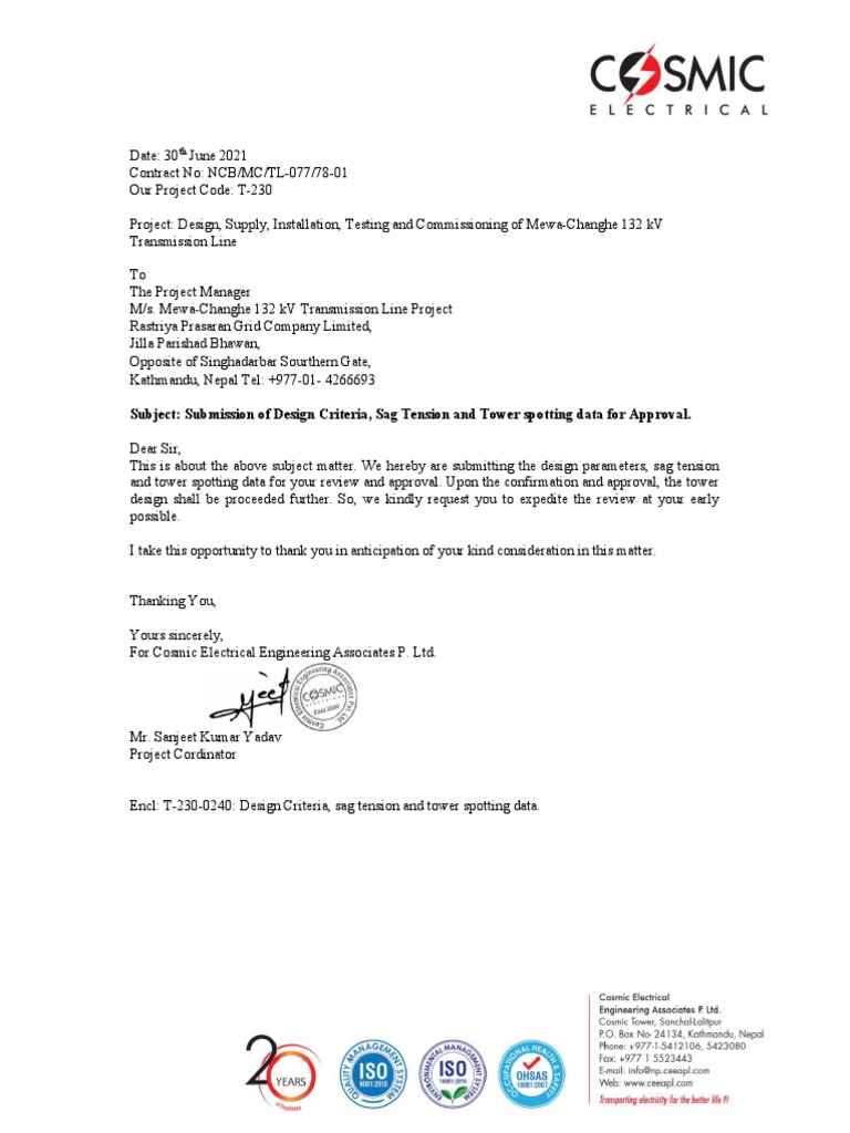 T-230-0240 - Design Criteria, Sag Tension & Tower Spotting Data | PDF | Concrete | Insulator ...