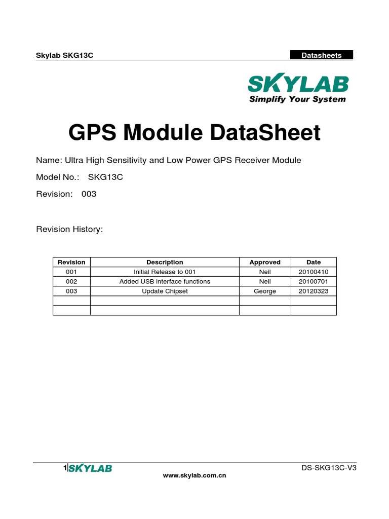 Datasheet Gps | PDF | Power Supply | Global Positioning System