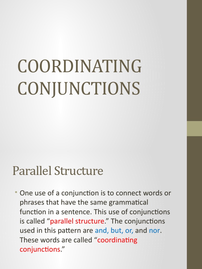 Coordinating Conjunctions | PDF | Verb | Punctuation