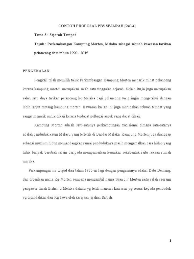Contoh Proposal Sejarah Tempat | PDF