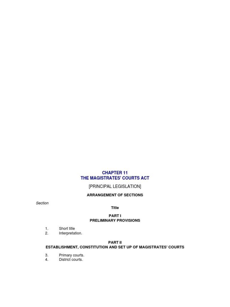 The Magistrates' Courts Act: Arrangement of Sections | PDF | Magistrate ...