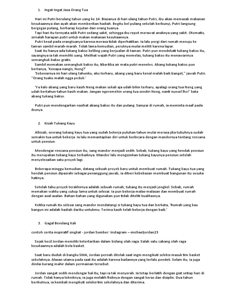 Contoh Cerita Inspiratif 1 | PDF