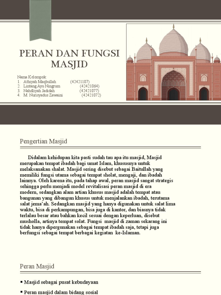 Peran Dan Fungsi Masjid | PDF Peran Dan Fungsi Masjid | PDF
