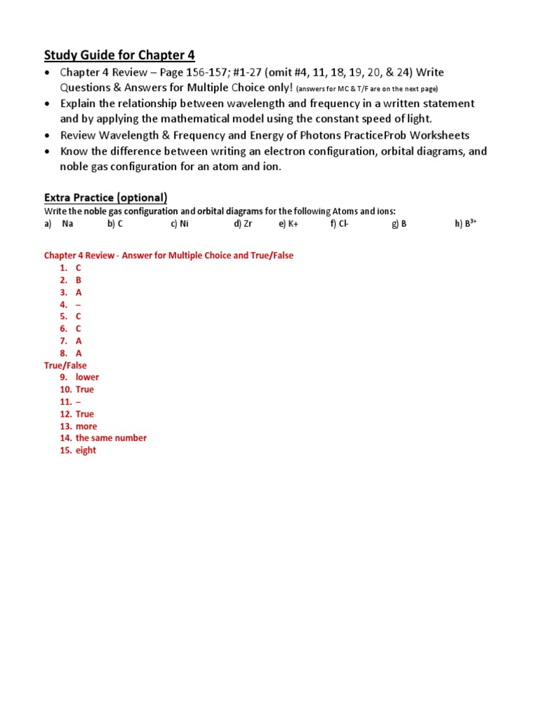 Study Guide For Chapter 4: Extra Practice (Optional) | PDF | Teaching Methods & Materials ...