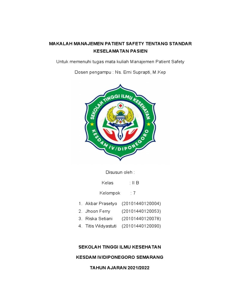 Kelompok 7 Makalah Manajemen Patient Safety | PDF