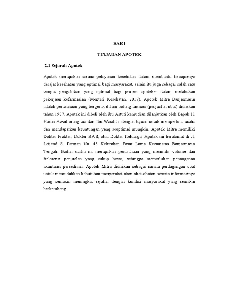 Profil Apotek Mitra Banjarmasin | PDF