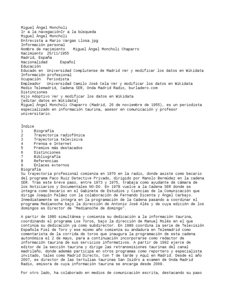 Miguel Angel Moncholi | PDF | Wikipedia | Toreo