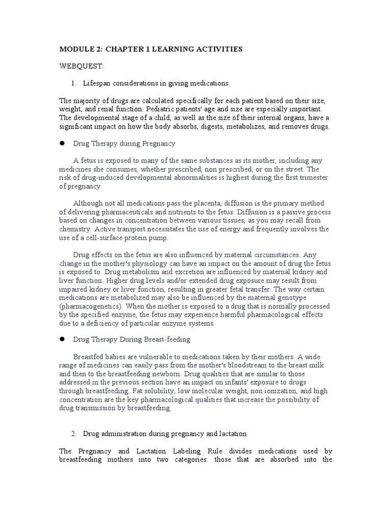 Module 2: Chapter 1 Learning Activities | PDF | Breastfeeding | Breast Milk