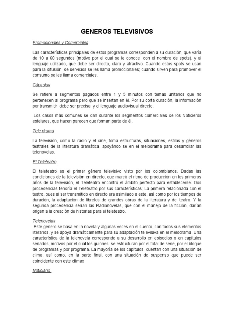 Generos Televisivos | PDF | Aprendizaje