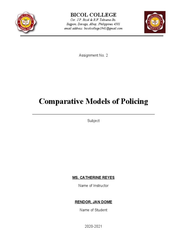 Comparative Models of Policing: Bicol College | Download Free PDF ...