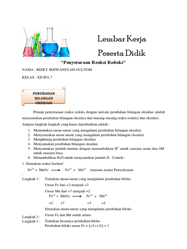 LKPD Penyetaraan Redoks Pandemi RIZKY GULTOM | PDF | Sains & Matematika | Teknologi & Rekayasa