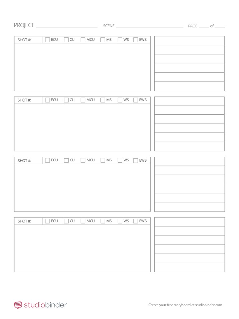 A4 Storyboard Template - 4-Panel - Portrait - StudioBinder | PDF
