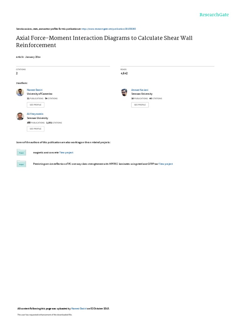 Axial Force-Moment Interaction Diagrams To Calculate Shear Wall ...