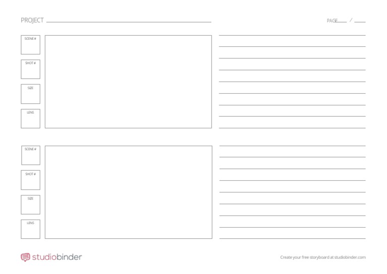 A4 Storyboard Template - 2-Panel - Landscape - StudioBinder | PDF