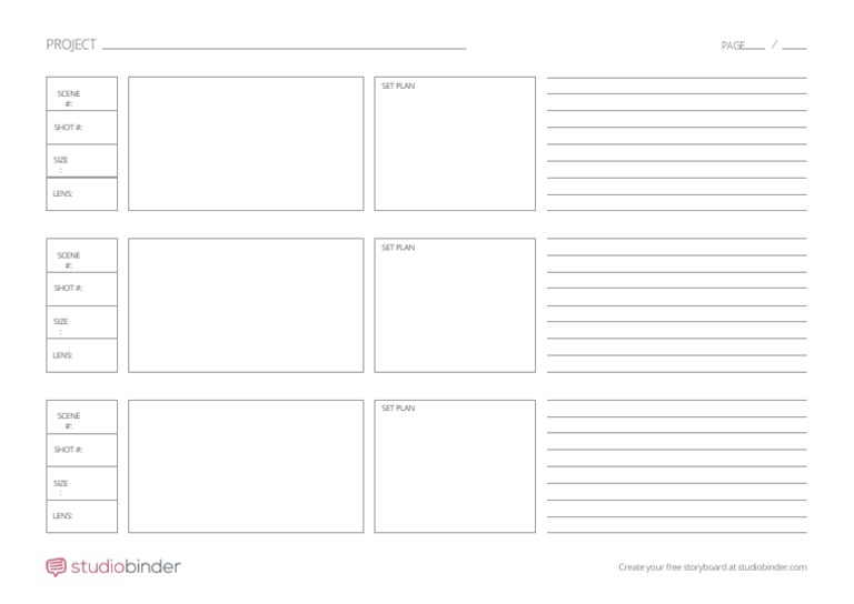 A4 Storyboard Template - 3-Panel - Landscape - StudioBinder | PDF