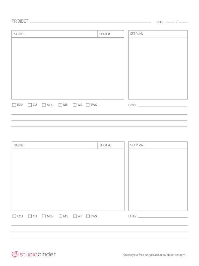 A4 Storyboard Template - 2-Panel - Portrait - StudioBinder | PDF