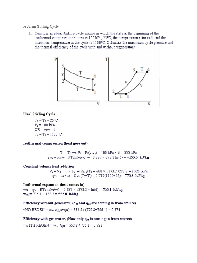Sample Problem Stirling Cycle | PDF