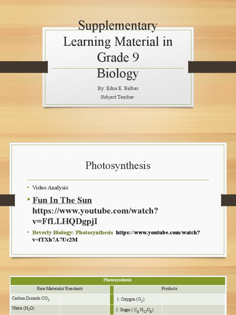 Grade 9 Biology: Photosynthesis Guide | PDF | Wellness | Science ...