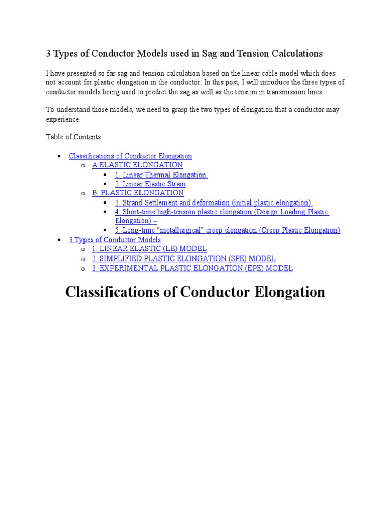 Conductor Elongation | PDF | Deformation (Engineering) | Elasticity ...