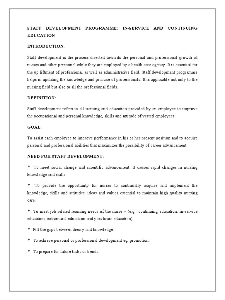 Staff Development Programme | PDF | Evaluation | Nursing