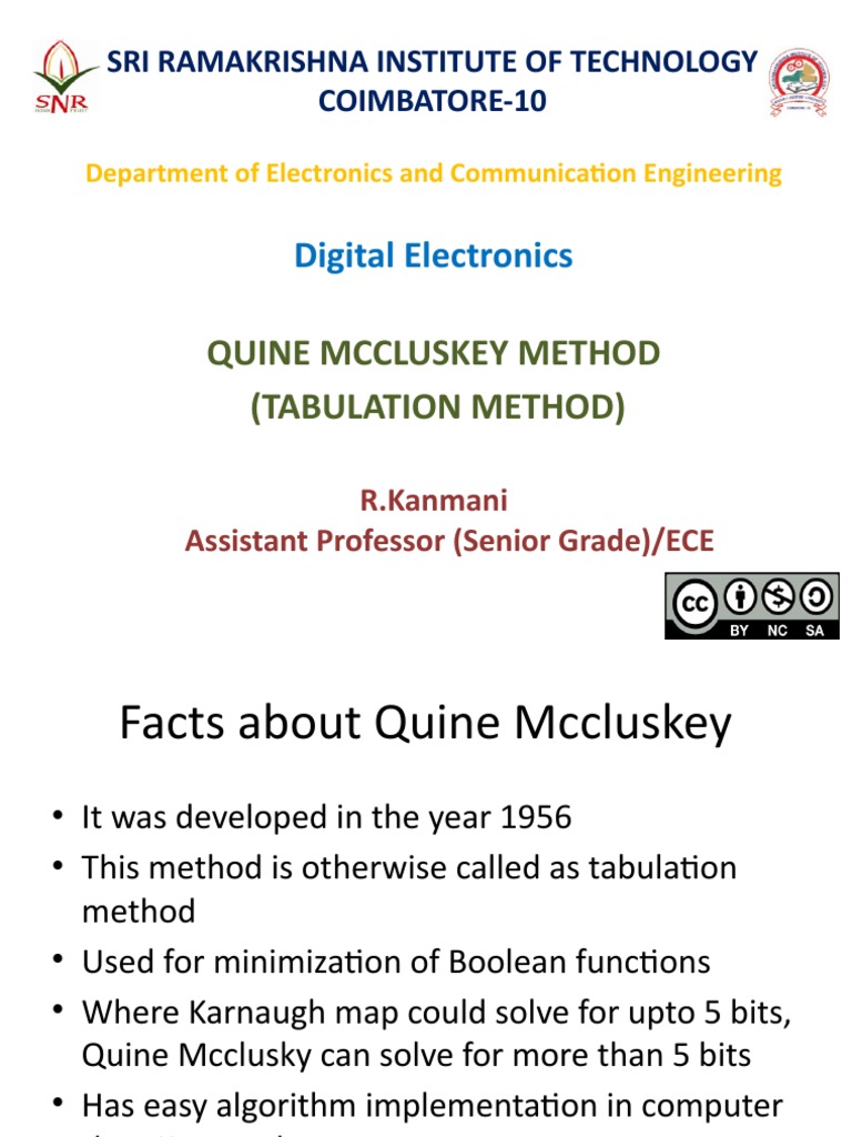 Quine Mccluskey Method | PDF | Mathematics | Applied Mathematics