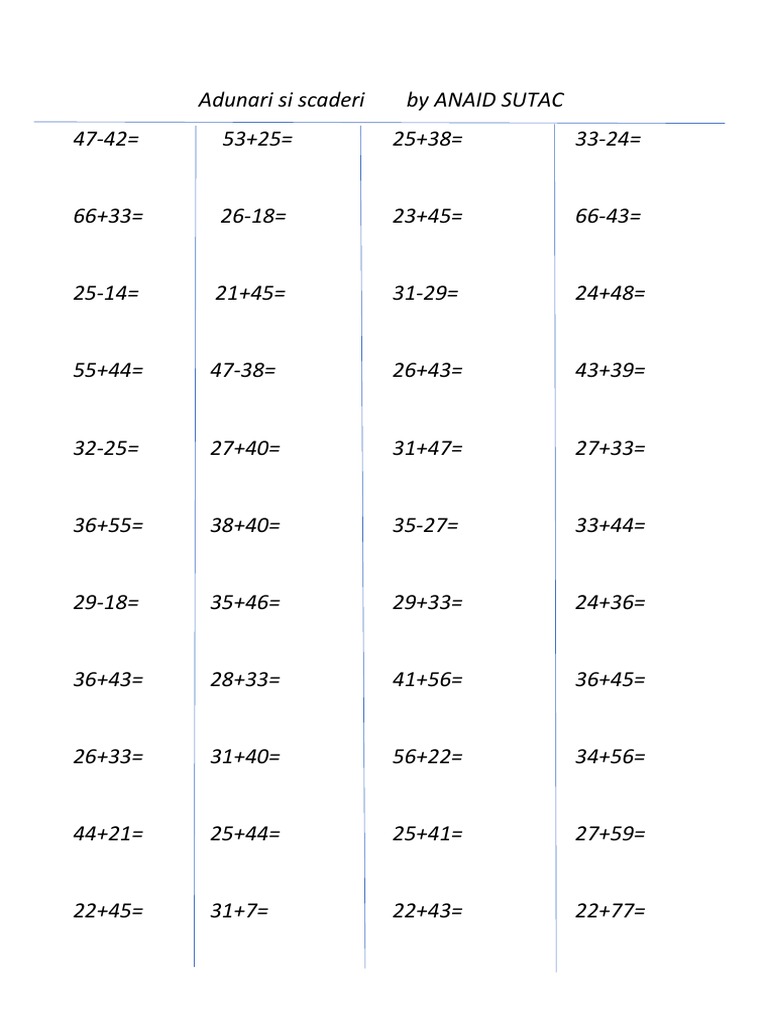 Adunari Si Scaderi Pana La 100 | PDF | Teaching Methods & Materials
