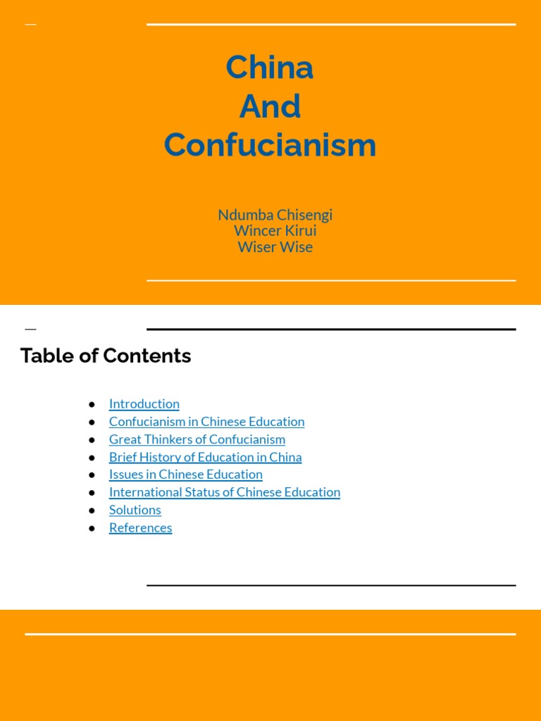 EDUC 5010 Group Work - China and Confucianism | PDF | Programme For ...