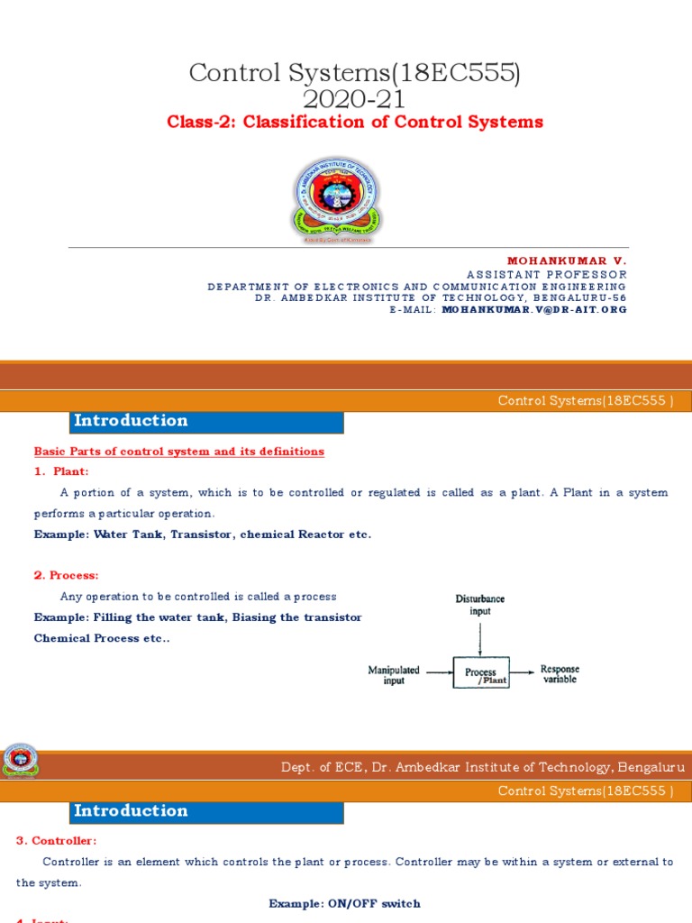 Classification of Control Systems | PDF | Control Theory | Electronic ...
