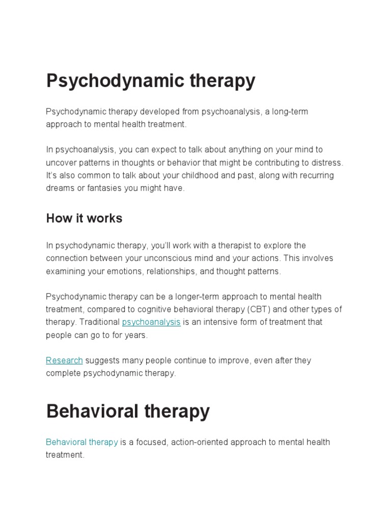 Types of Therapy | PDF | Psychotherapy | Behaviour Therapy